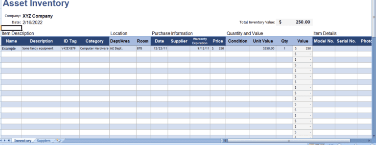 fixed asset register template - Excel templates