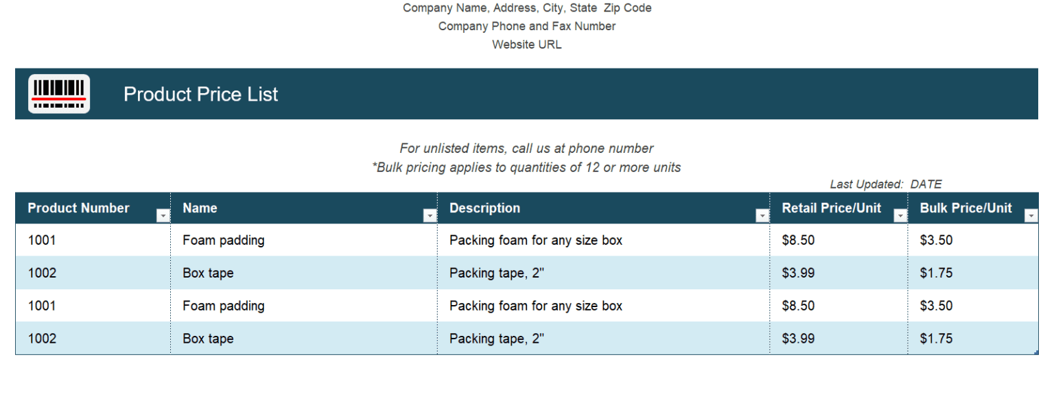 Free Excel Template on Sales & Marketing