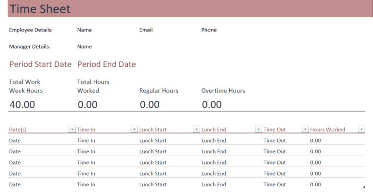 Prepare Time tracking tool using our free excel template