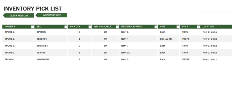 Inventory management Excel Templates