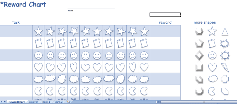 Behavior Reward Chart - Excel templates