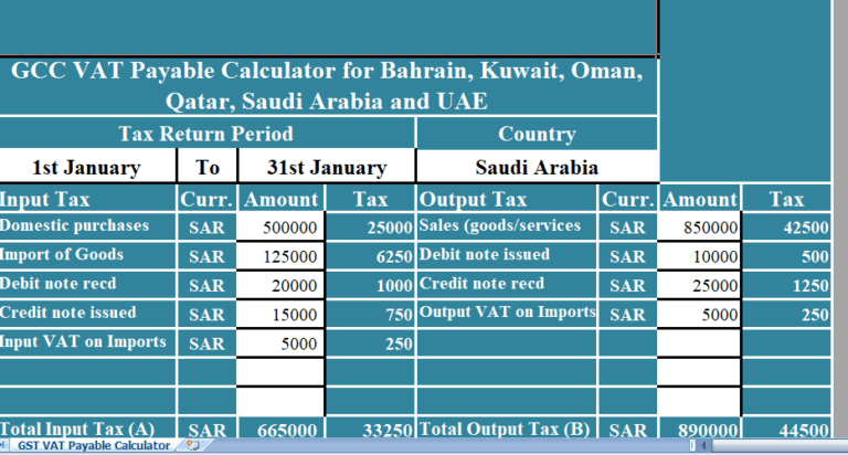 GCC-VAT-Payable-Calculator - Excel templates