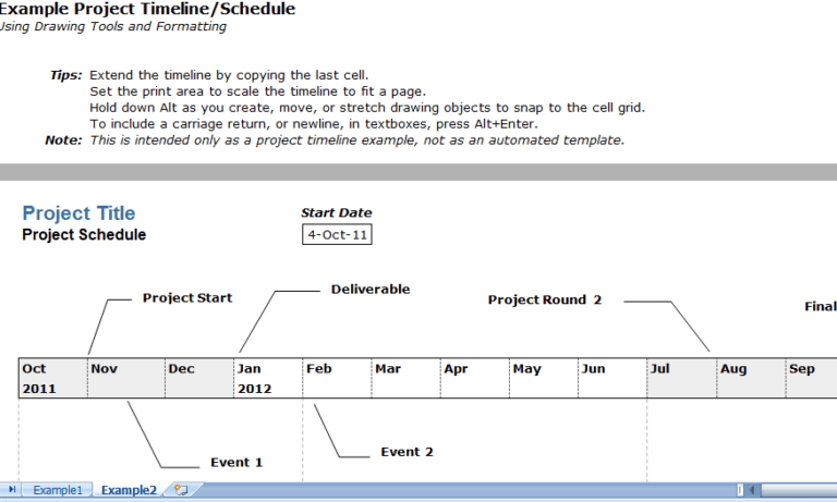 Project TimeLine chart - Excel templates