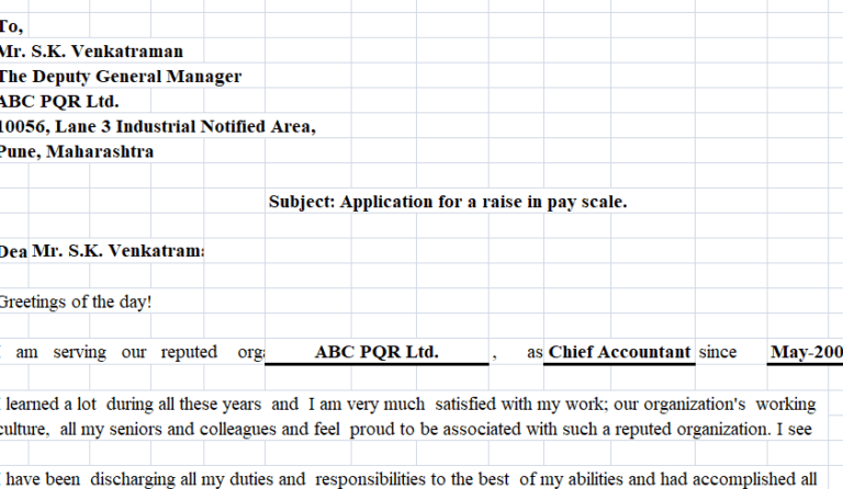 Salary Increment Request Letter excel template for free