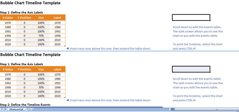 Bubble Chart Timeline excel template for free Bubble Chart Timeline excel template for free