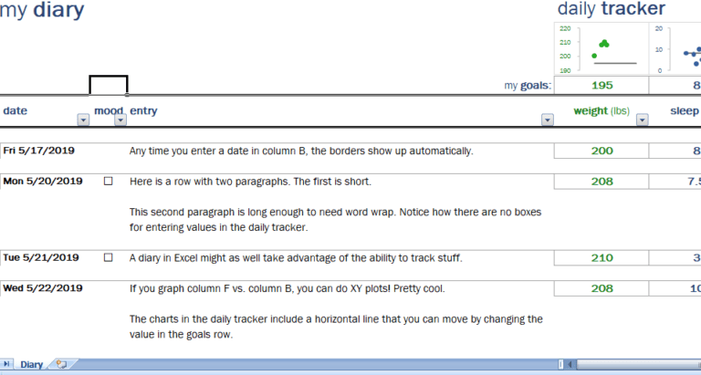 Diary Template Excel Template For Free Diary Template Excel Template For Free