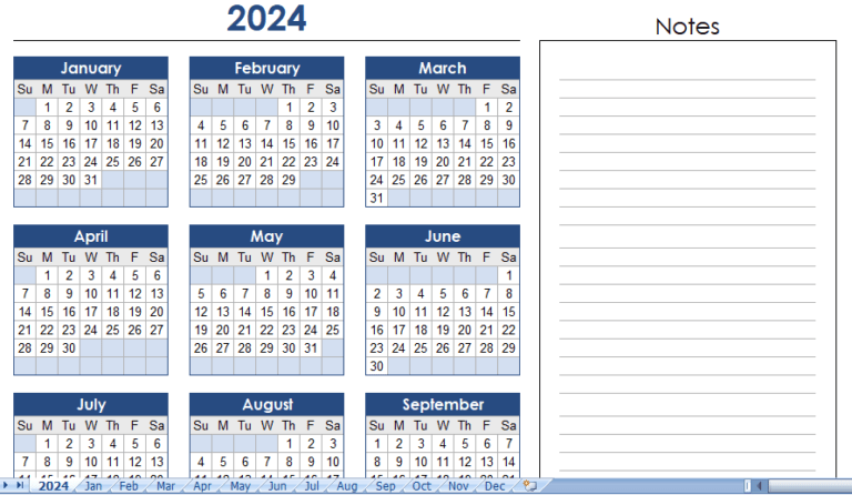 2024 Calendar Pdf Word Excel PELAJARAN