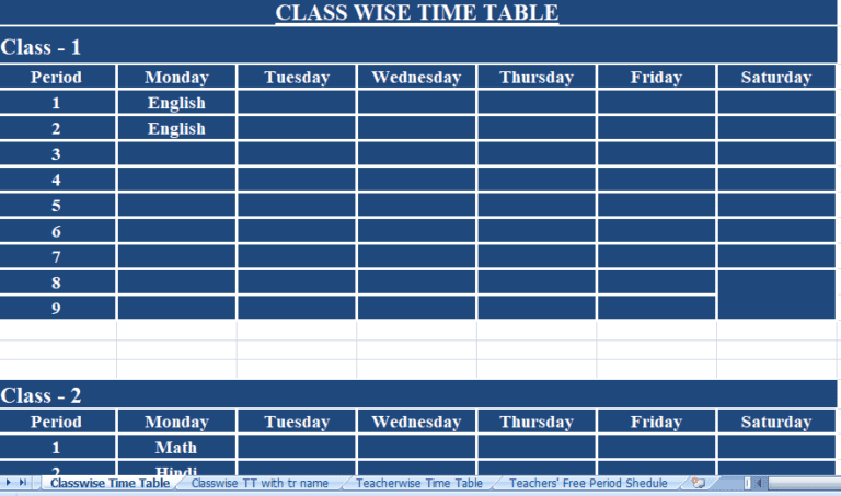 Academic Period Allotment System excel template for free