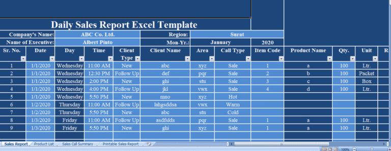 Daily-Sales-Report-Excel-Template - Excel templates