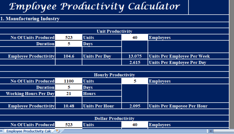Employee-Productivity-Calculator - Excel templates
