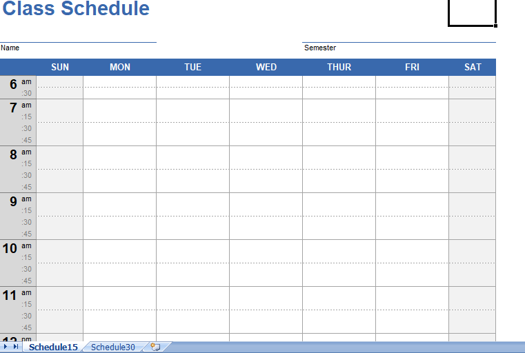 Class Schedule Excel Template For Free