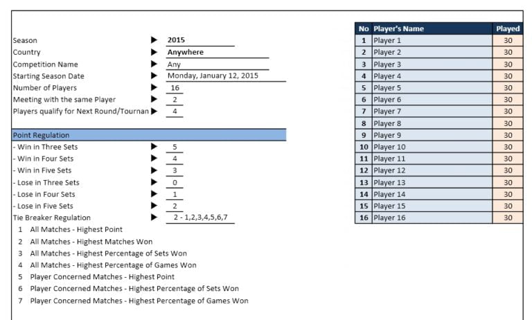 Match Scheduler and Fixture Generator excel template for free