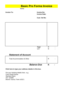 Basic Pro Forma Invoice Format in Excel | Download Free