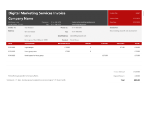 Download Digital Marketing Services Invoice Template in Excel