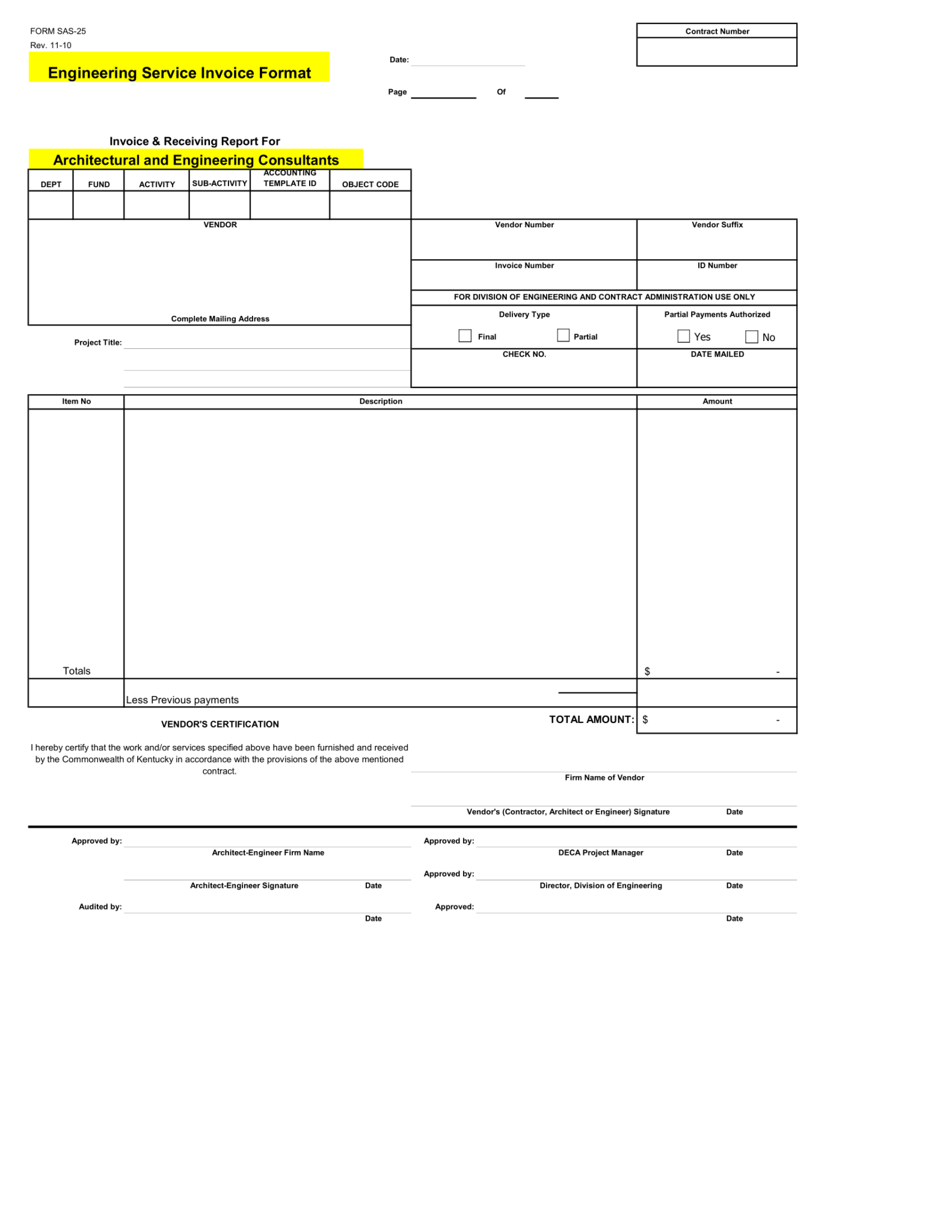 Excel-Based Engineering Service Invoice Template | Free