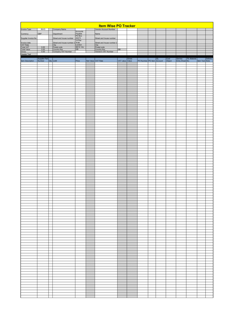 Item Wise PO Tracker Template in Excel - Enhance Purchase Order Management