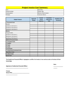 Download Free Project Invoice Wise Cost Summary Template